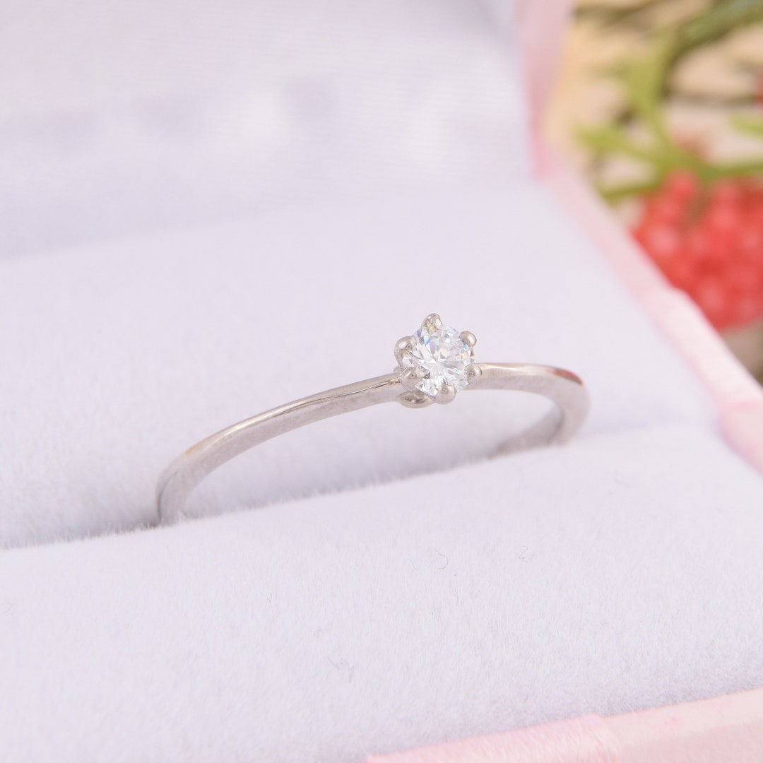 Small Minimalist White Gold Promise Ring, Womens Promise Ring, Dainty ...
