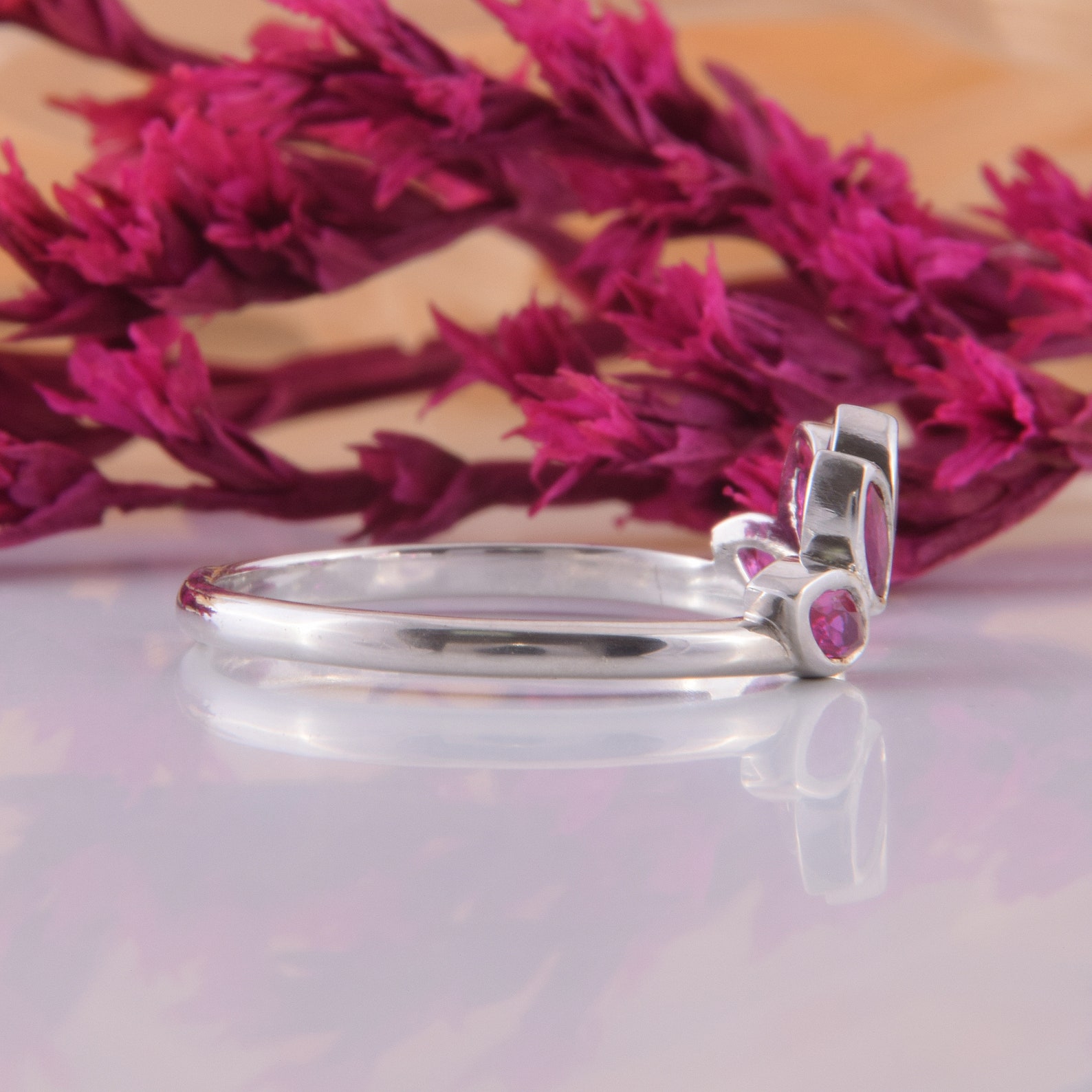 Womens Curved Crown Wedding Band Ruby Wedding Band Womens | Etsy