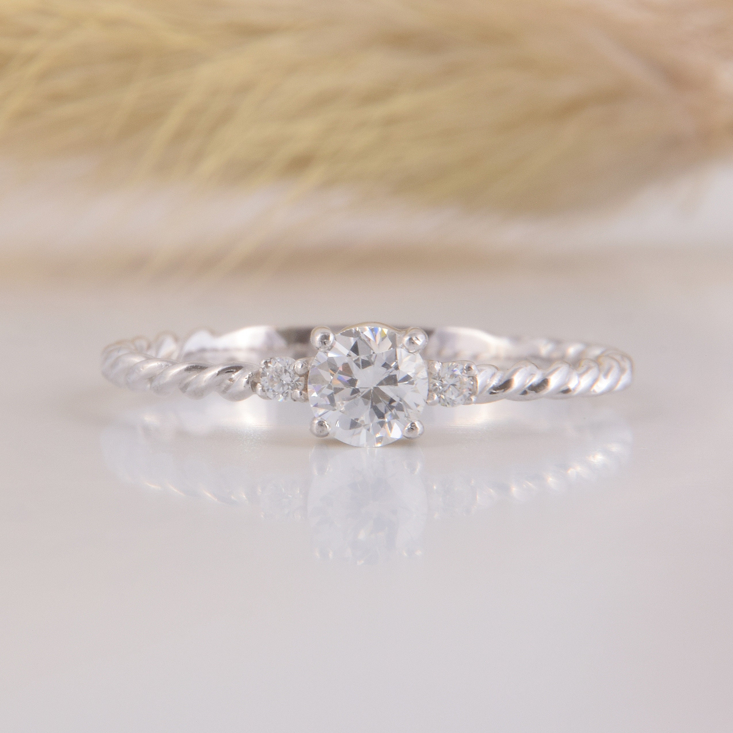 14k White Gold Simple & Dainty Womens Promise Ring Unique - Etsy