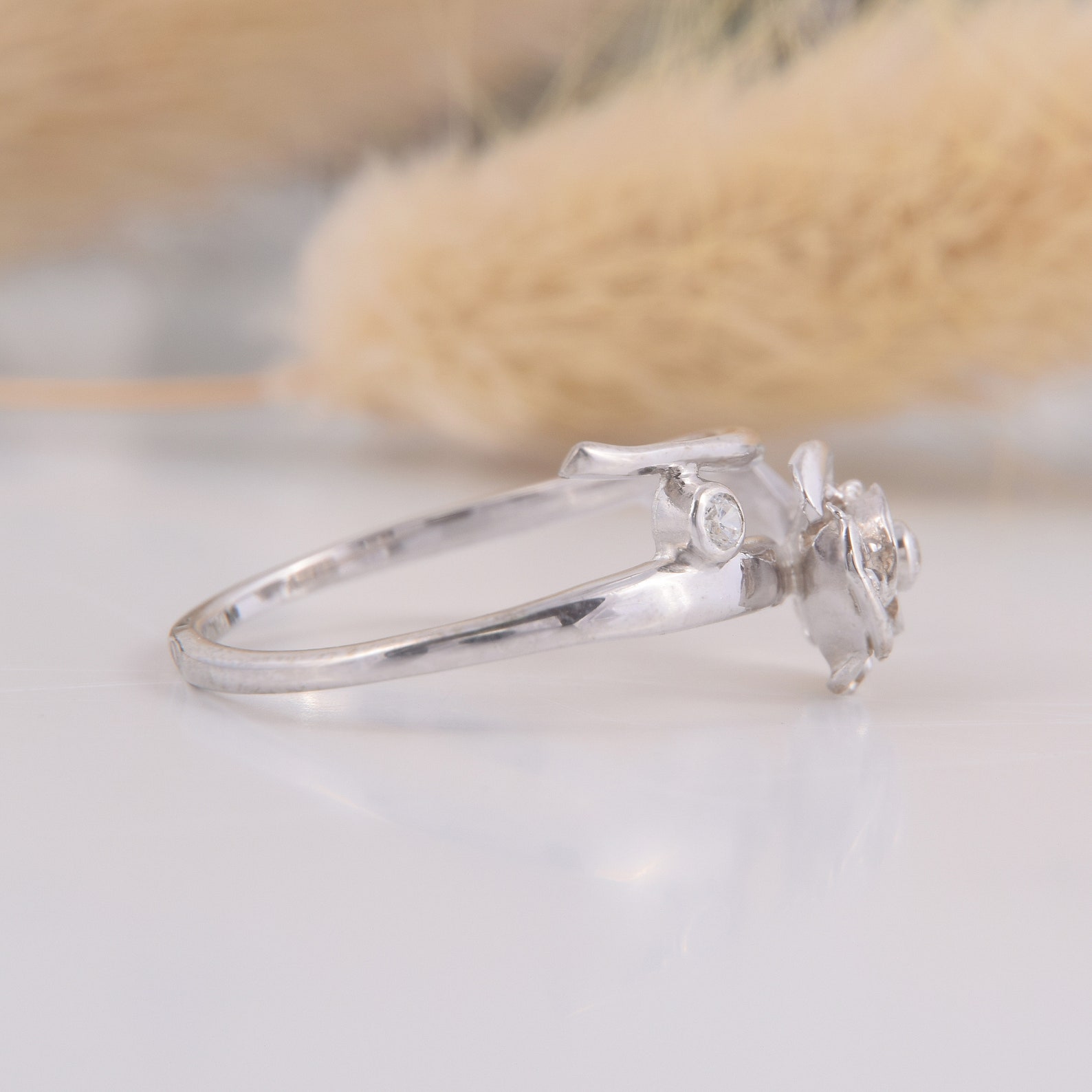 Unique Silver Flower Promise Ring for Her Womens Rose Promise - Etsy