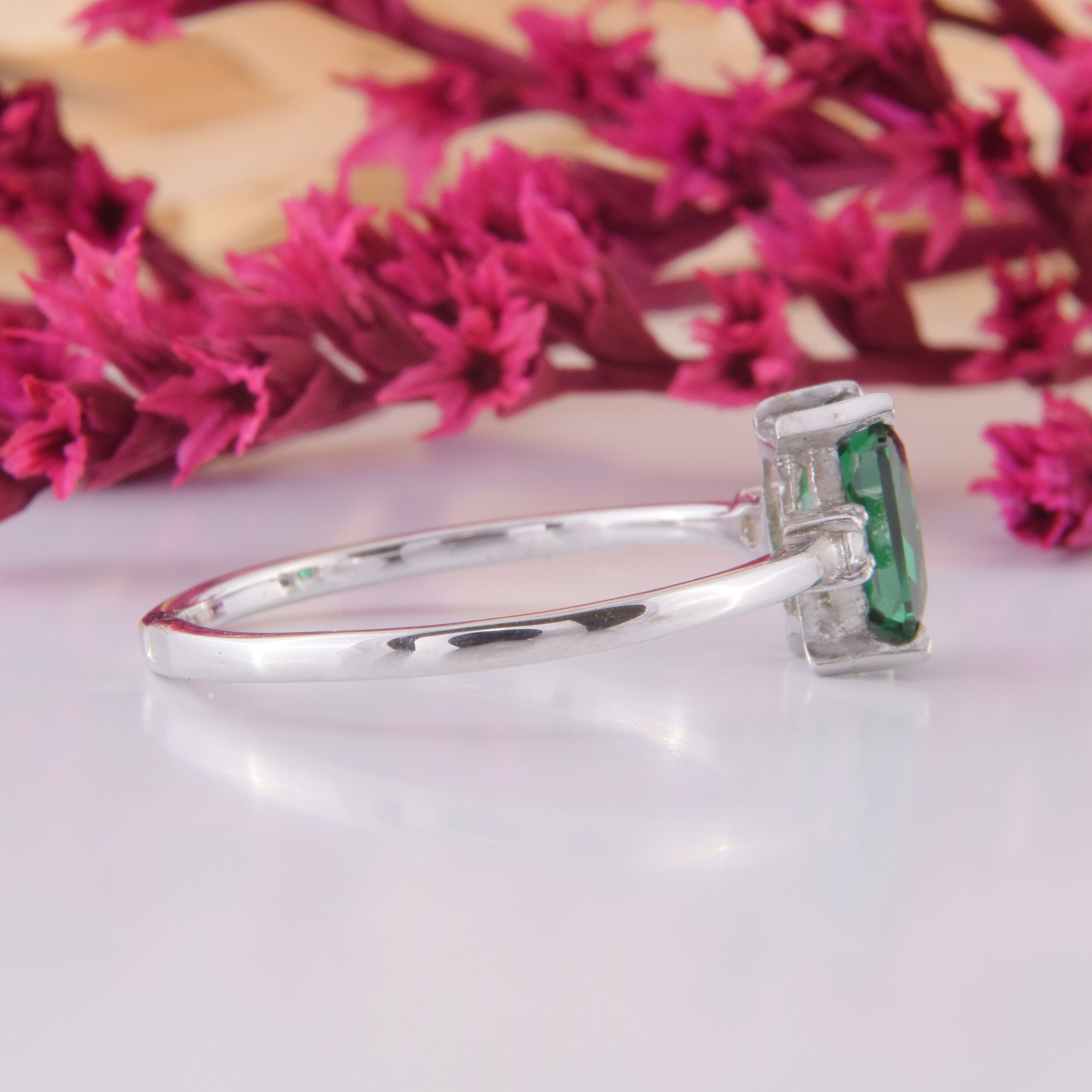 Unique 925 sterling silver emerald promise ring for her | Etsy