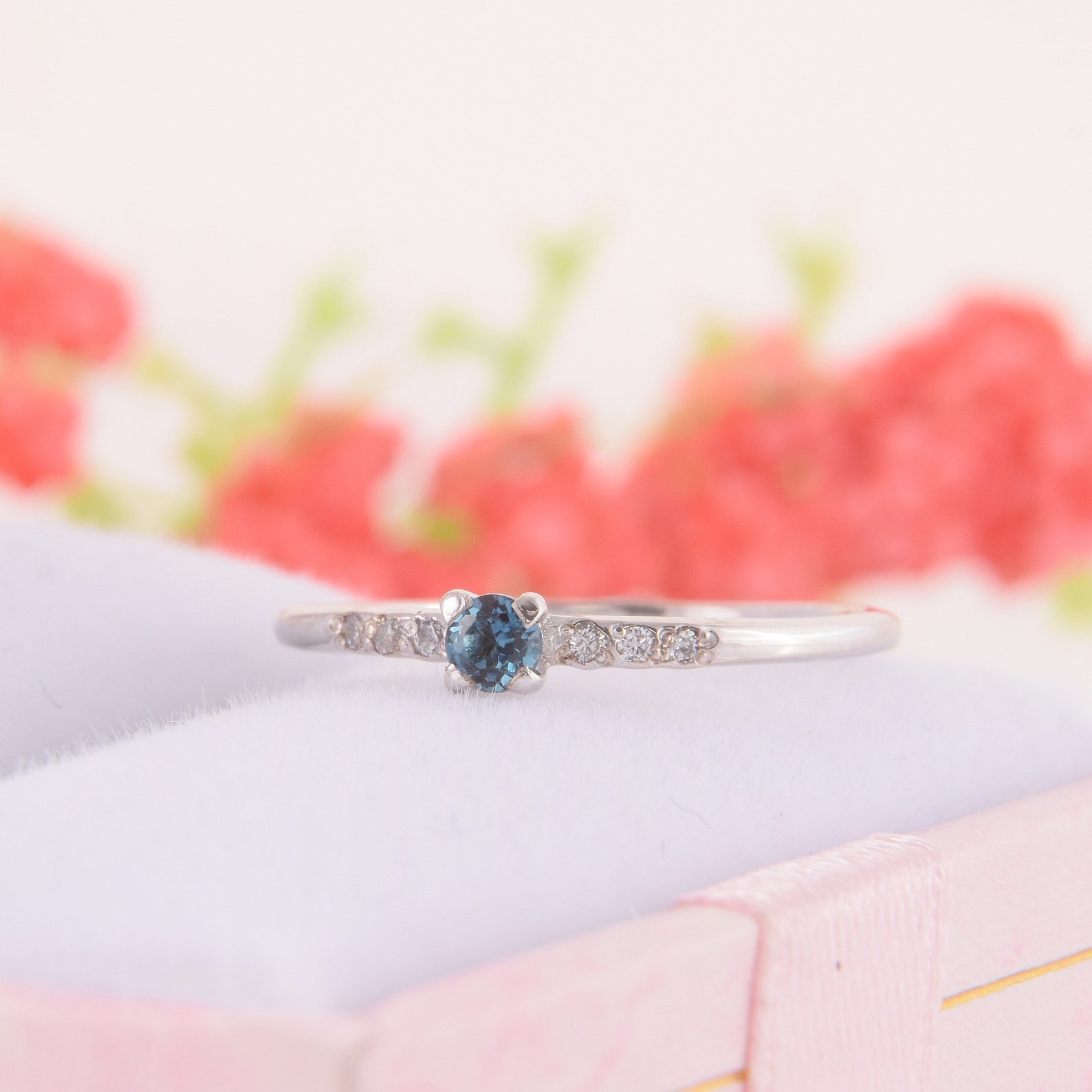 Blue Topaz Promise Silver Ring Minimalist Promise Ring for - Etsy