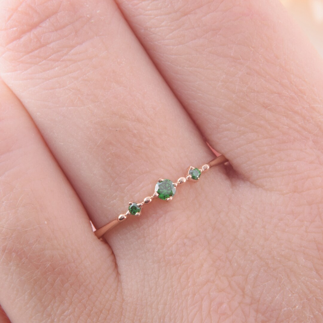 Rose Gold Emerald Promise Ring for Her, Womens Emerald Ring, Delicate ...