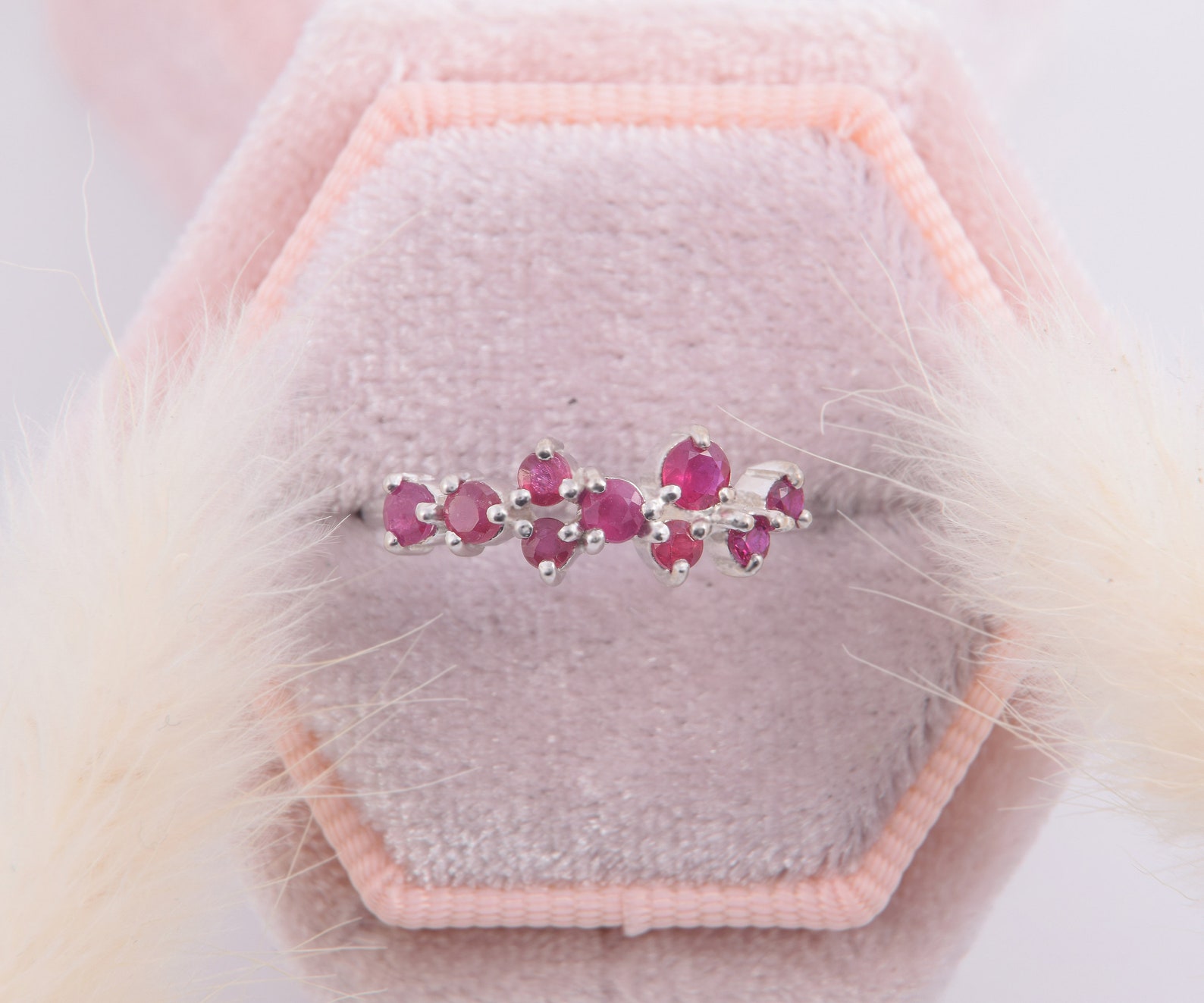 Unique ruby cluster ring Ruby wedding band Cluster wedding | Etsy