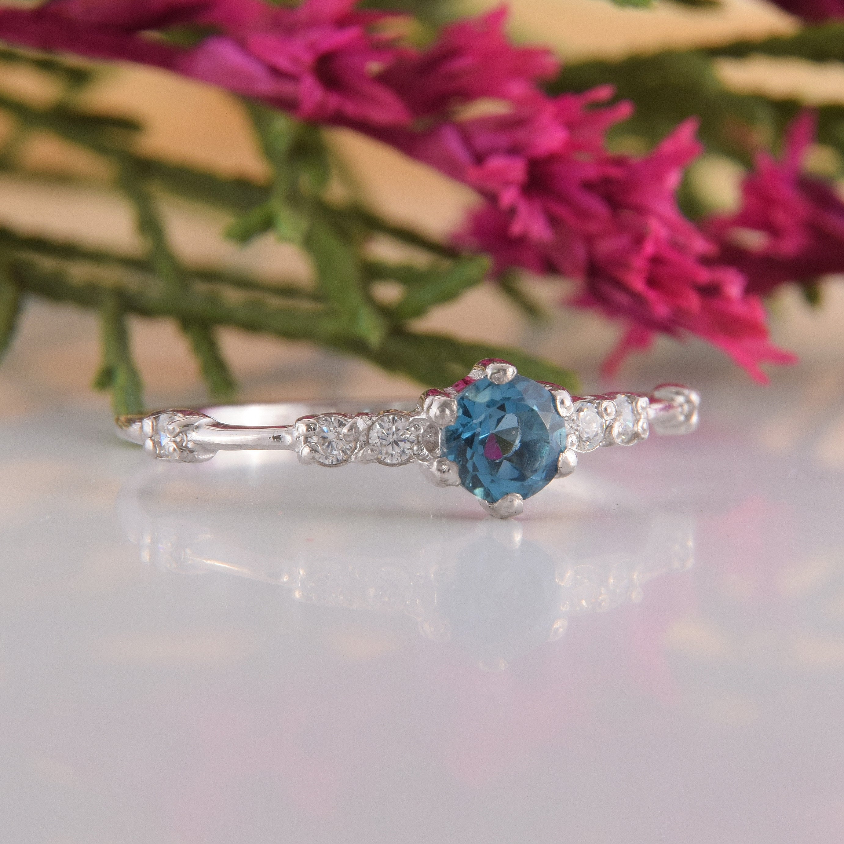 Womens Topaz Silver Ring Unique Topaz Ring Womens Promise | Etsy