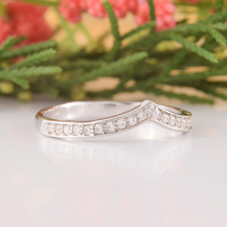 Chevron Silver Wedding Band for Her, Womens Sterling Silver Wedding ...