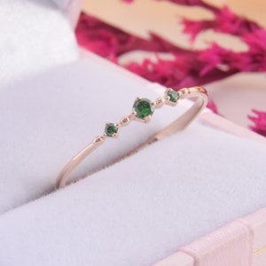 Rose Gold Emerald Promise Ring for Her, Womens Emerald Ring, Delicate ...