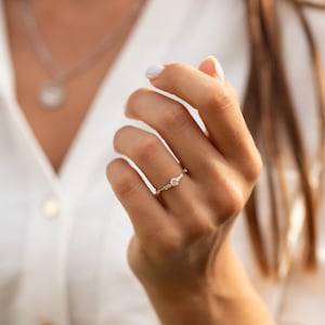 Unique Minimalist 14k Gold Diamond Cz Engagement Ring, Dainty & Elegant ...