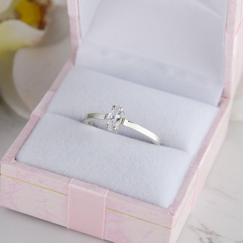 Simple Sterling Silver Promise Ring for Her Small Womens | Etsy