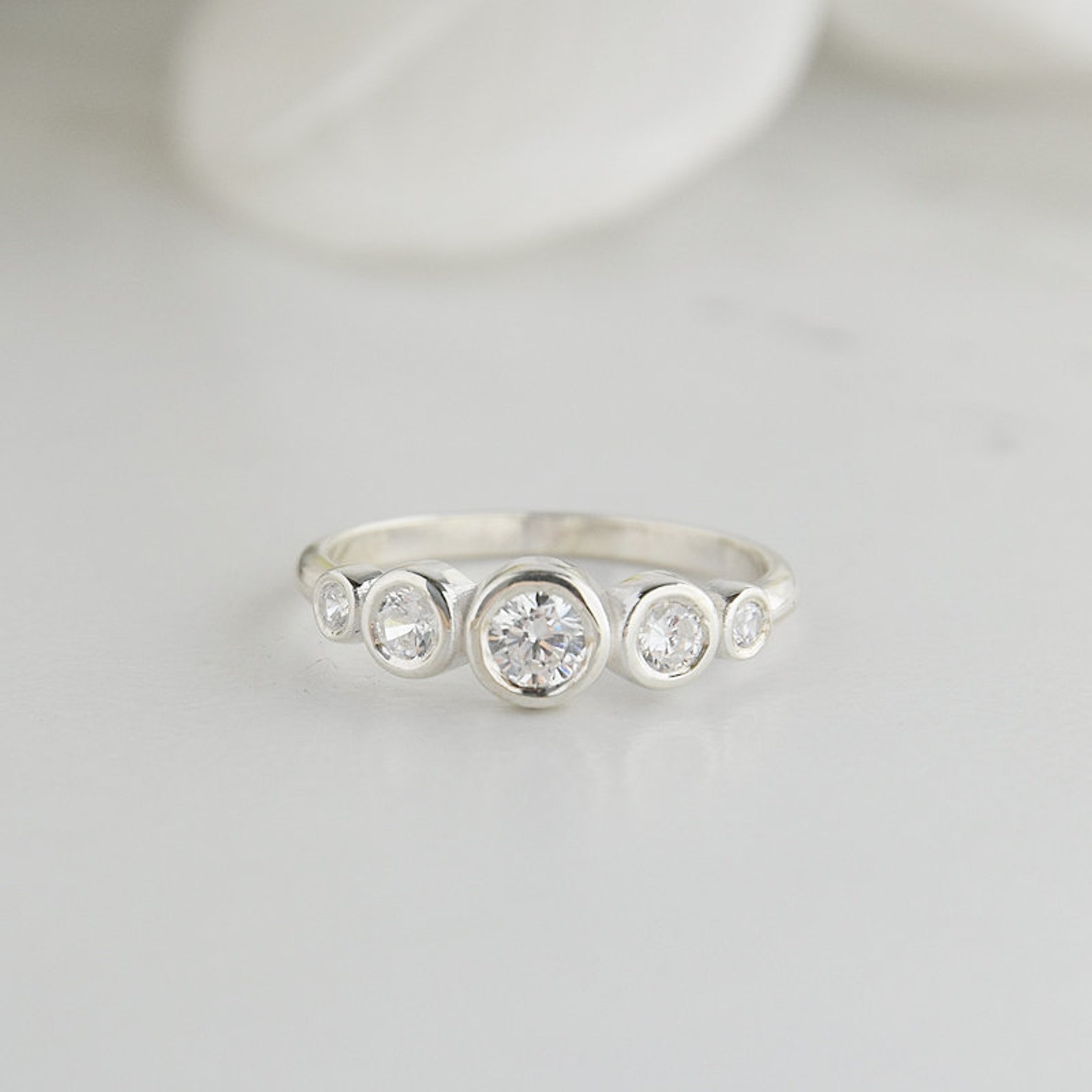Unique Womens Bezel Cut Sterling Silver Promise Ring Elegant - Etsy