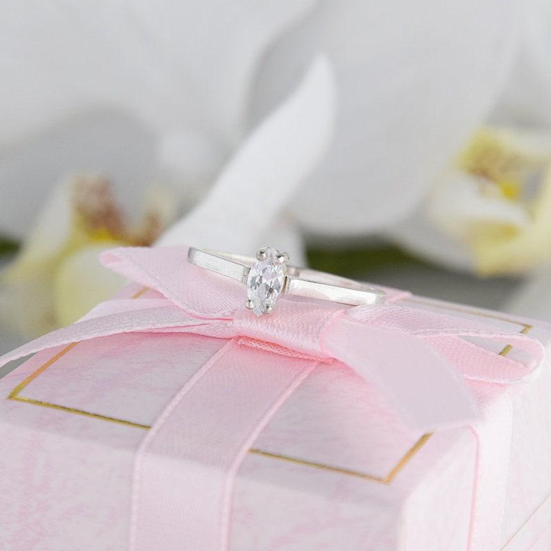 Simple Sterling Silver Promise Ring for Her Small Womens | Etsy