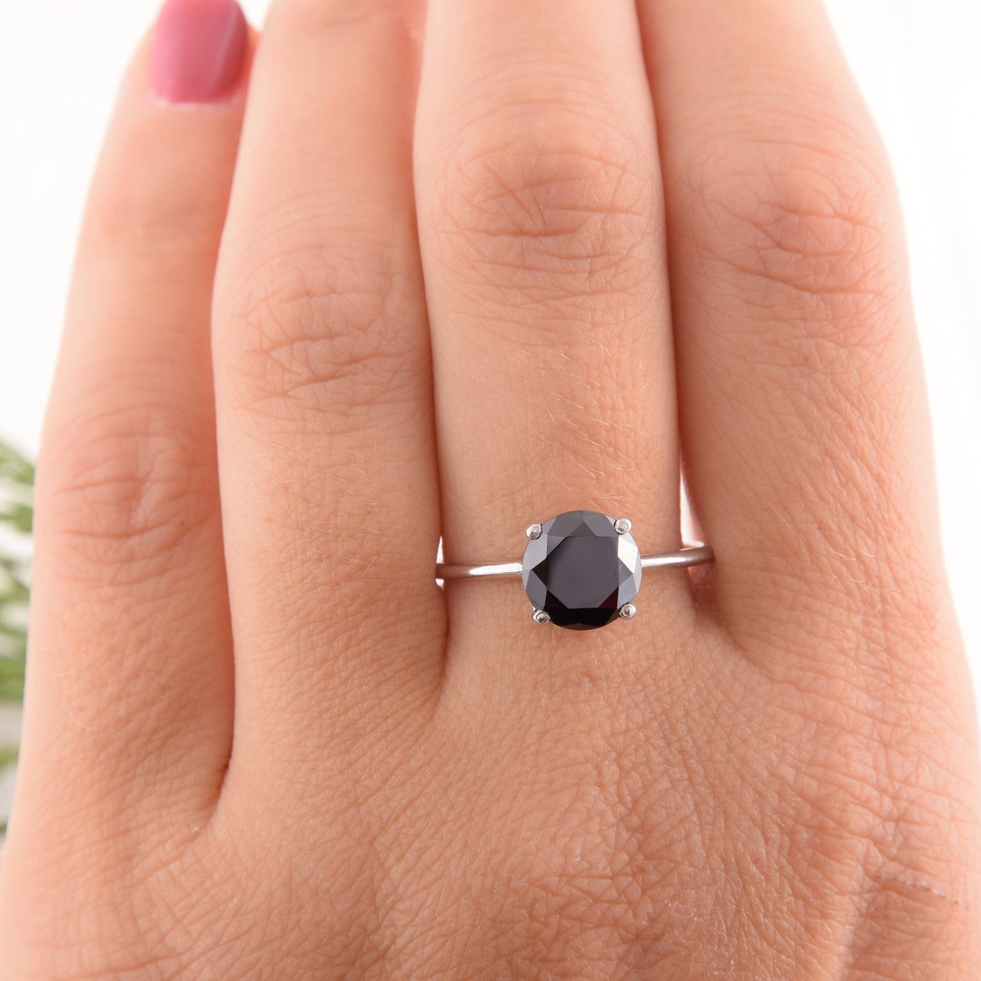 Womens Simple Black Stone Ring, Black Cocktail Ring, Black Promise Ring ...