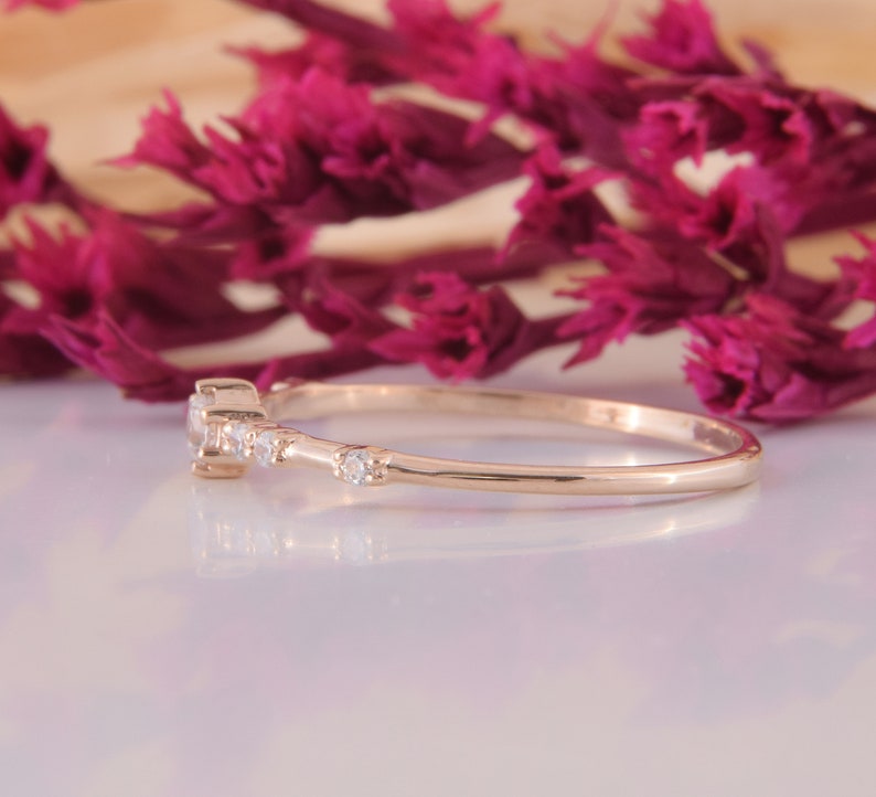 Small & delicate 14k rose gold promise ring for her Womens | Etsy