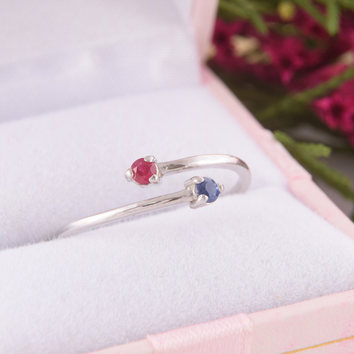 Dual Birthstone Ring Mothers Ring Two Birthstone Ring | Etsy