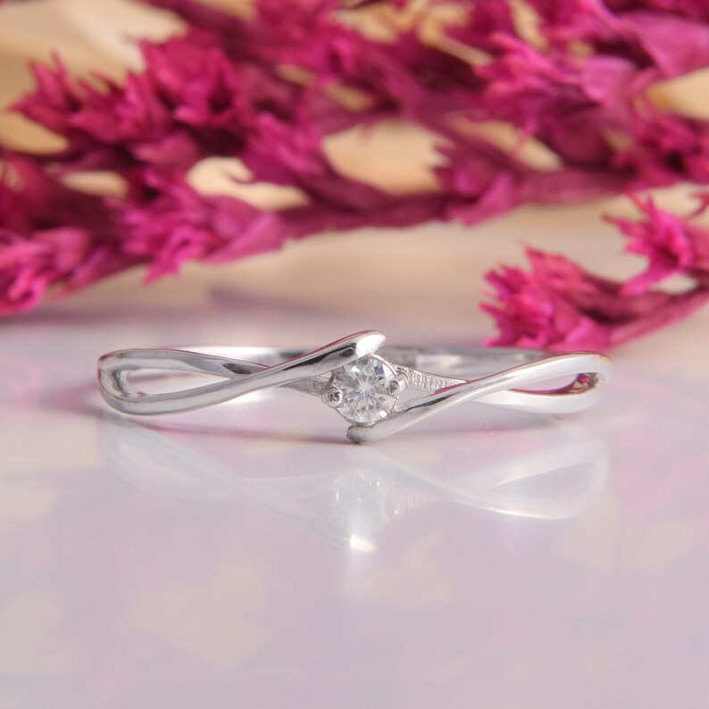 White Gold Celtic Promise Ring for Women Dainty Promise Ring | Etsy