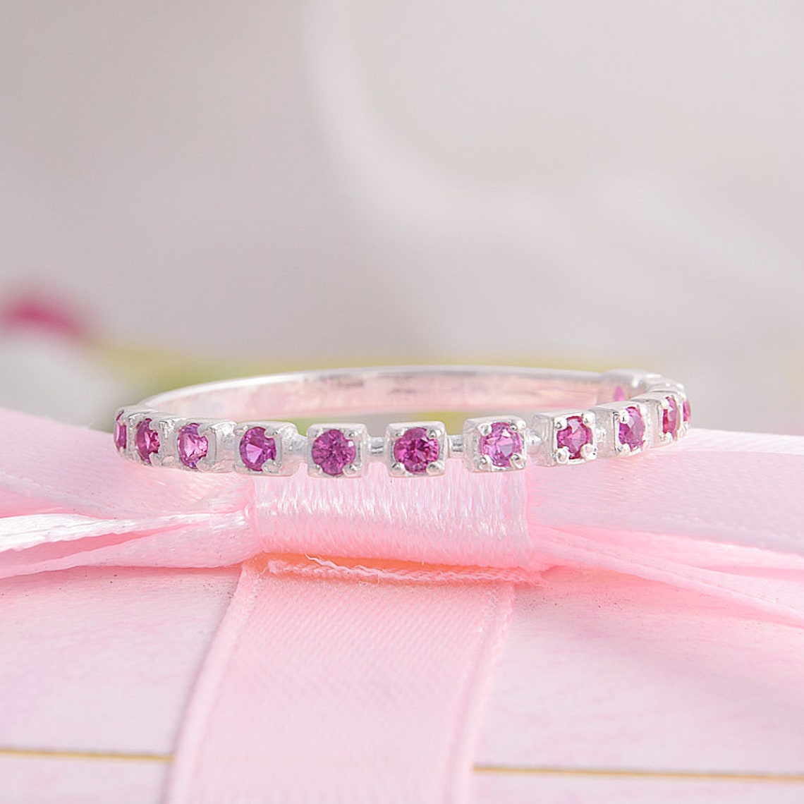 Womens ruby wedding band Minimalist wedding band Small | Etsy