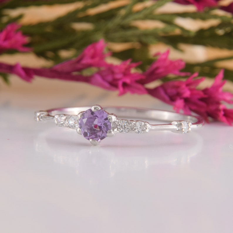 Womens Amethyst Promise Ring, Amethyst Silver Ring, Unique Promise Ring ...