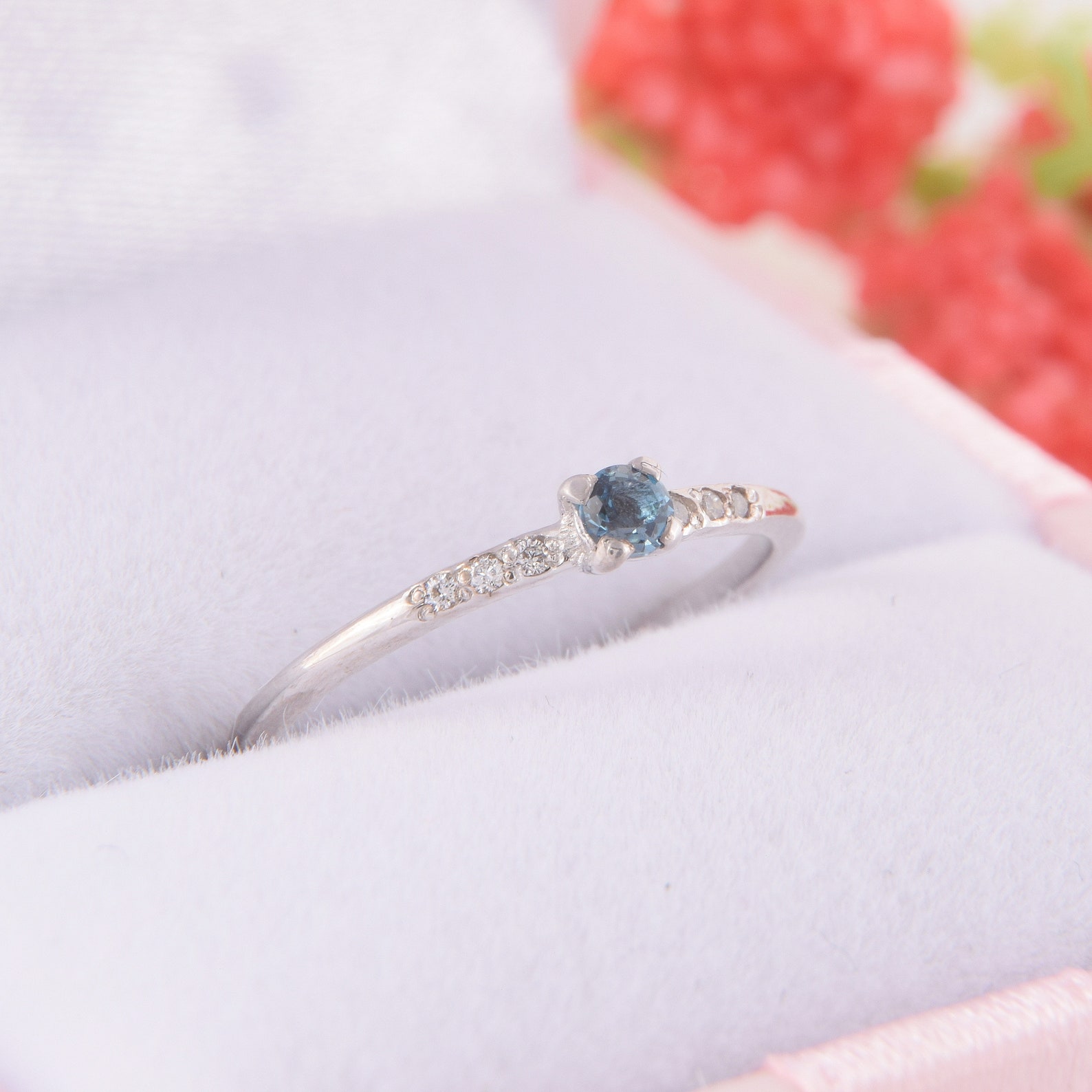 Blue Topaz Promise Silver Ring, Minimalist Promise Ring for Her ...