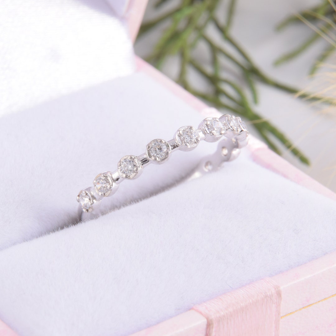 14k Solid White Gold Small & Simple Womens Wedding Band, Delicate ...