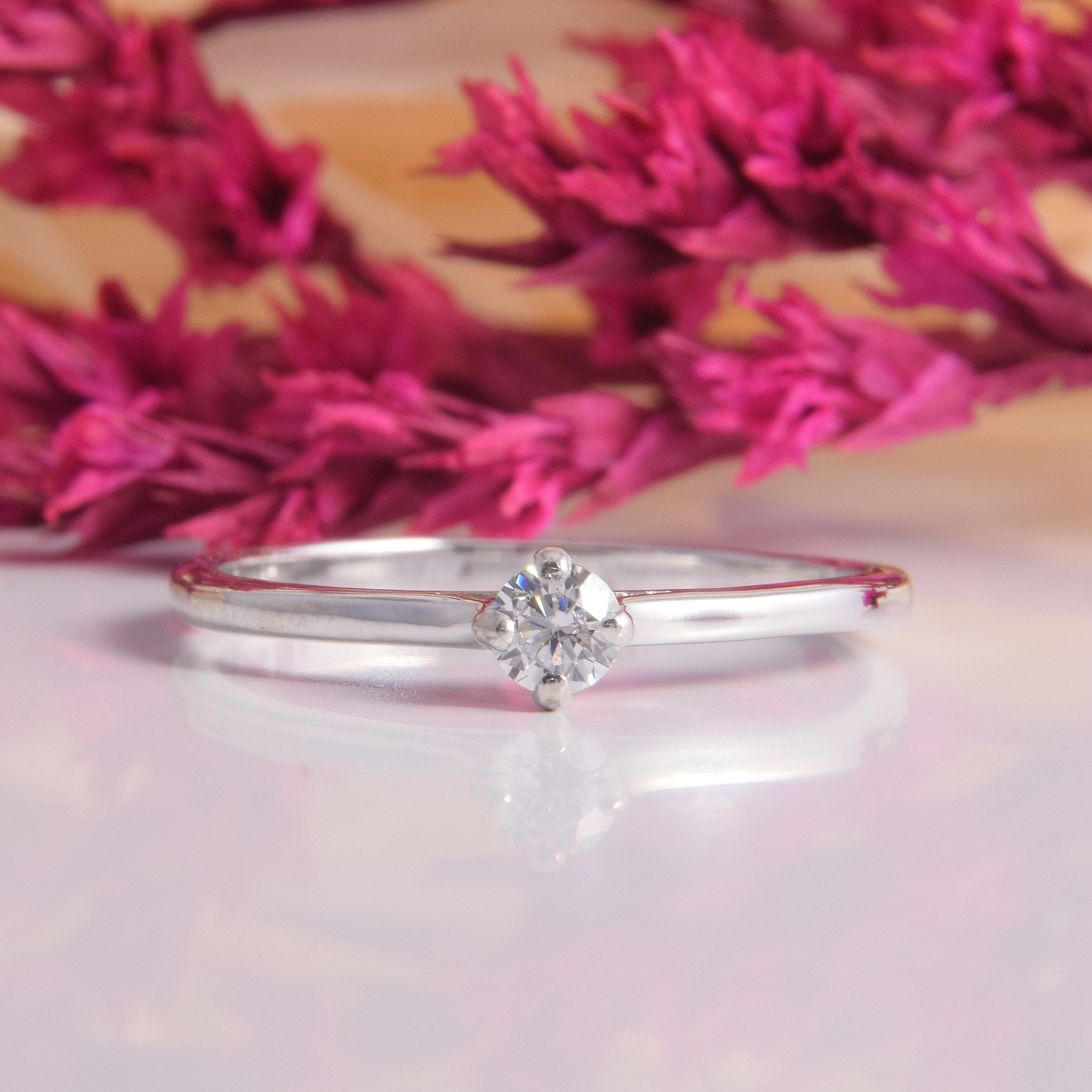 White Gold Small Promise Ring for Her Delicate Promise Ring | Etsy