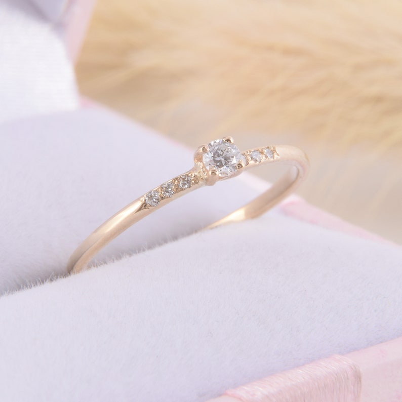 Small & Dainty 14k Yellow Gold Promise Ring for Her Unique | Etsy