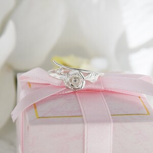 Unique silver flower promise ring for her Womens rose promise | Etsy