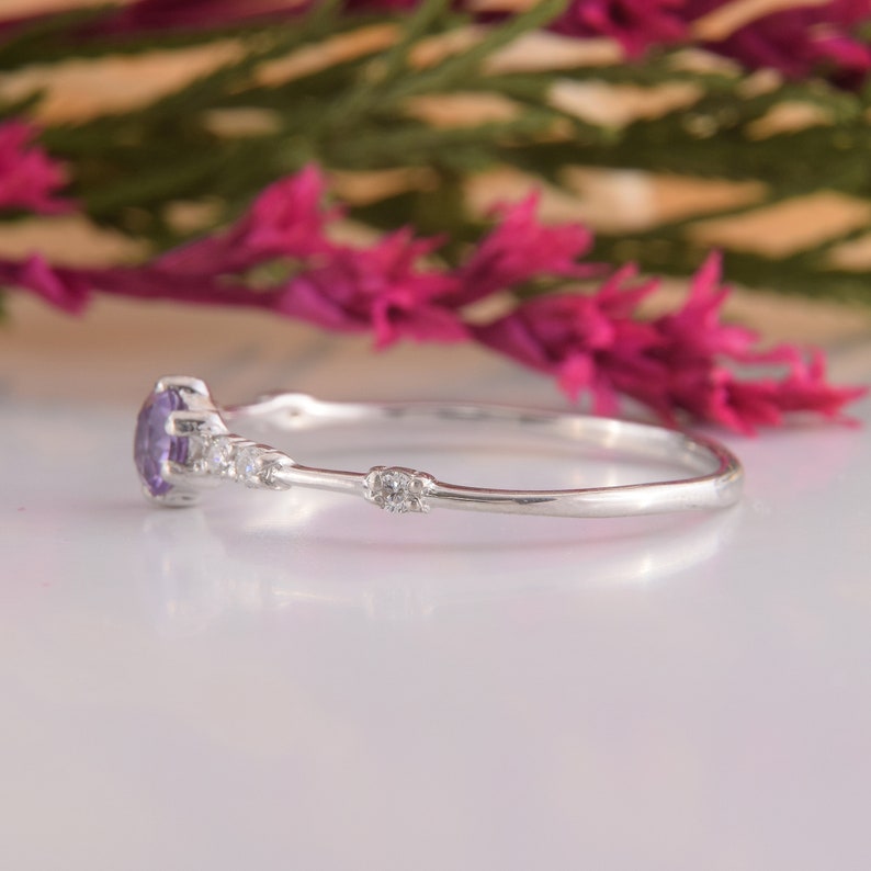 Womens Amethyst Promise Ring, Amethyst Silver Ring, Unique Promise Ring ...