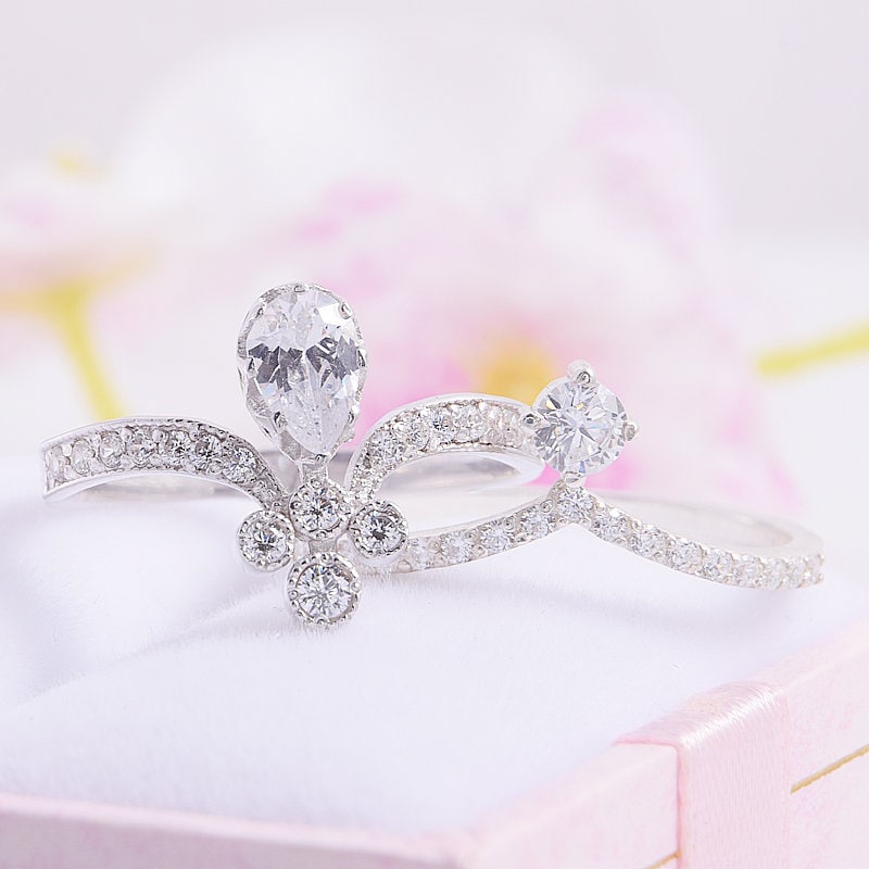 Unique silver victorian wedding rings set Womens wedding | Etsy