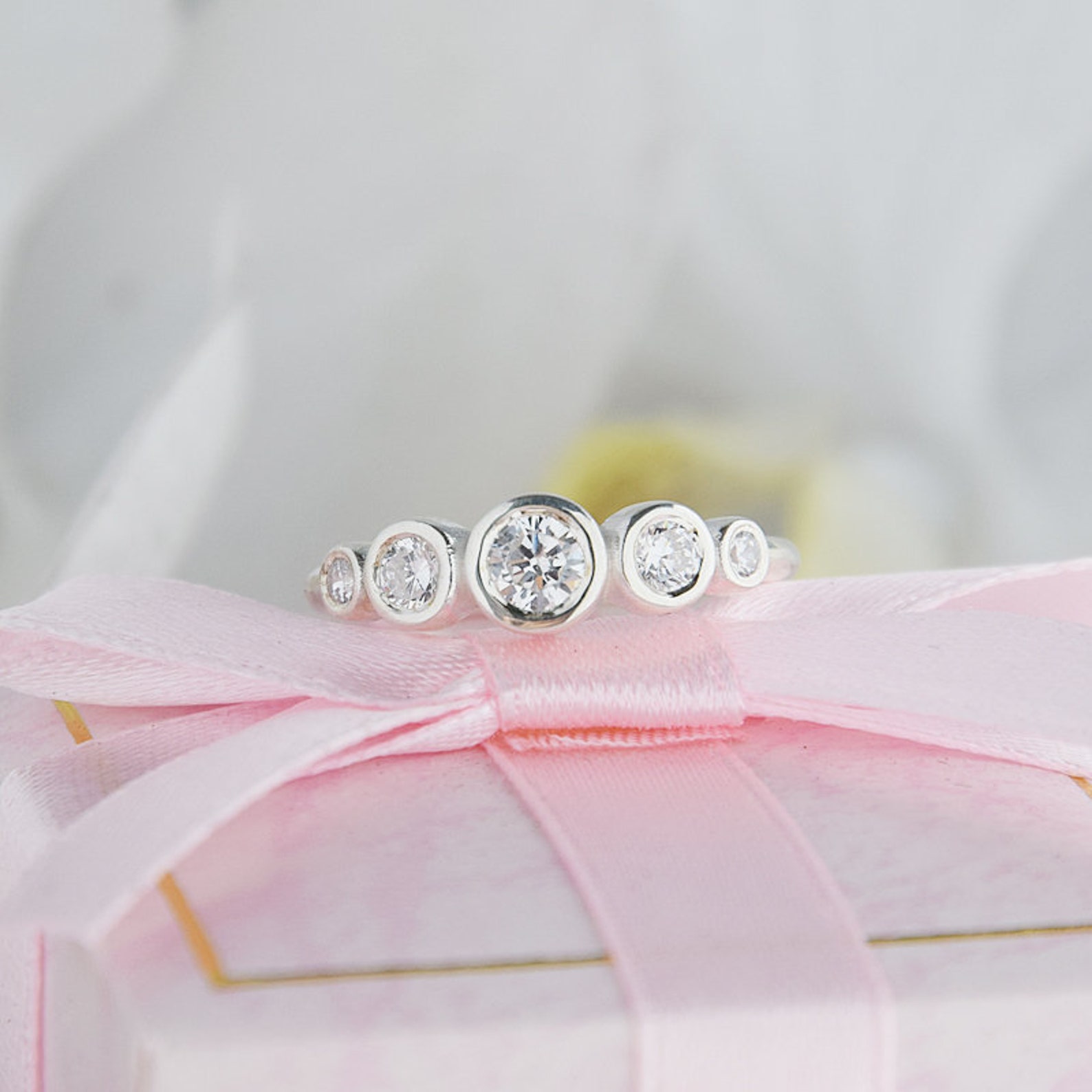 Unique Womens Bezel Cut Sterling Silver Promise Ring Elegant - Etsy