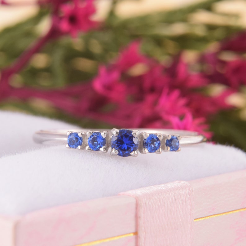 Womens Sapphire Promise Ring Sapphire Silver Ring Minimalist | Etsy