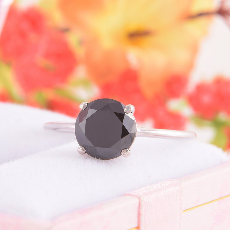 Womens Simple Black Stone Ring Black Cocktail Ring Black | Etsy