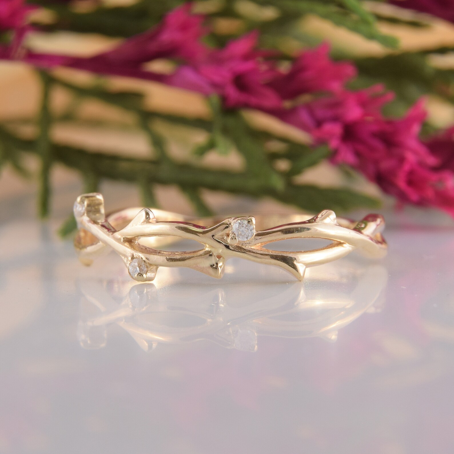 Unique Womens Gold Wedding Band, Tree Wedding Band, Branch Wedding Band ...