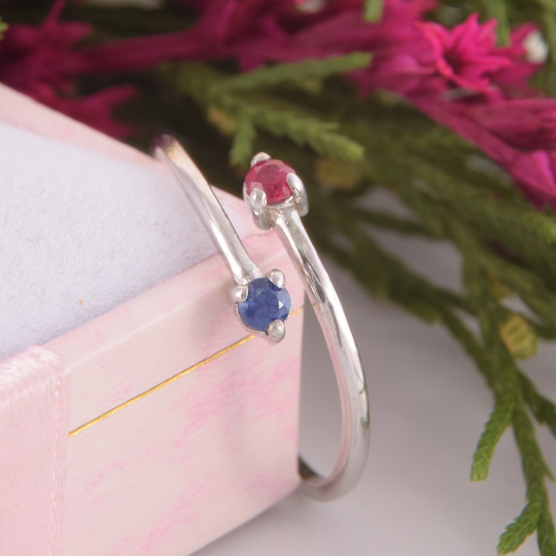 Dual Birthstone Ring Mothers Ring Two Birthstone Ring | Etsy