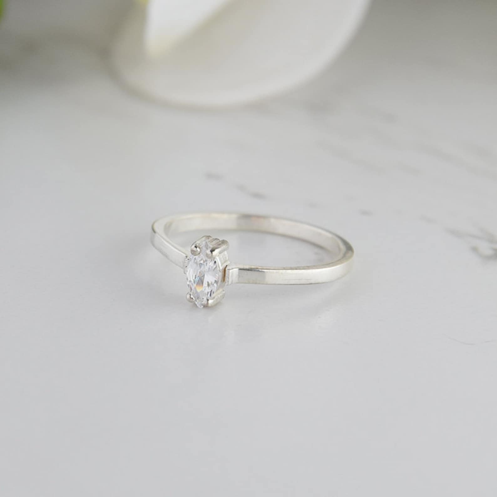 Simple Sterling Silver Promise Ring for Her Small Womens - Etsy