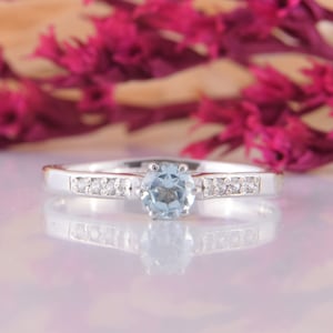 Sterling Silver Blue Topaz Promise Ring for Her, Unique Womens Promise ...