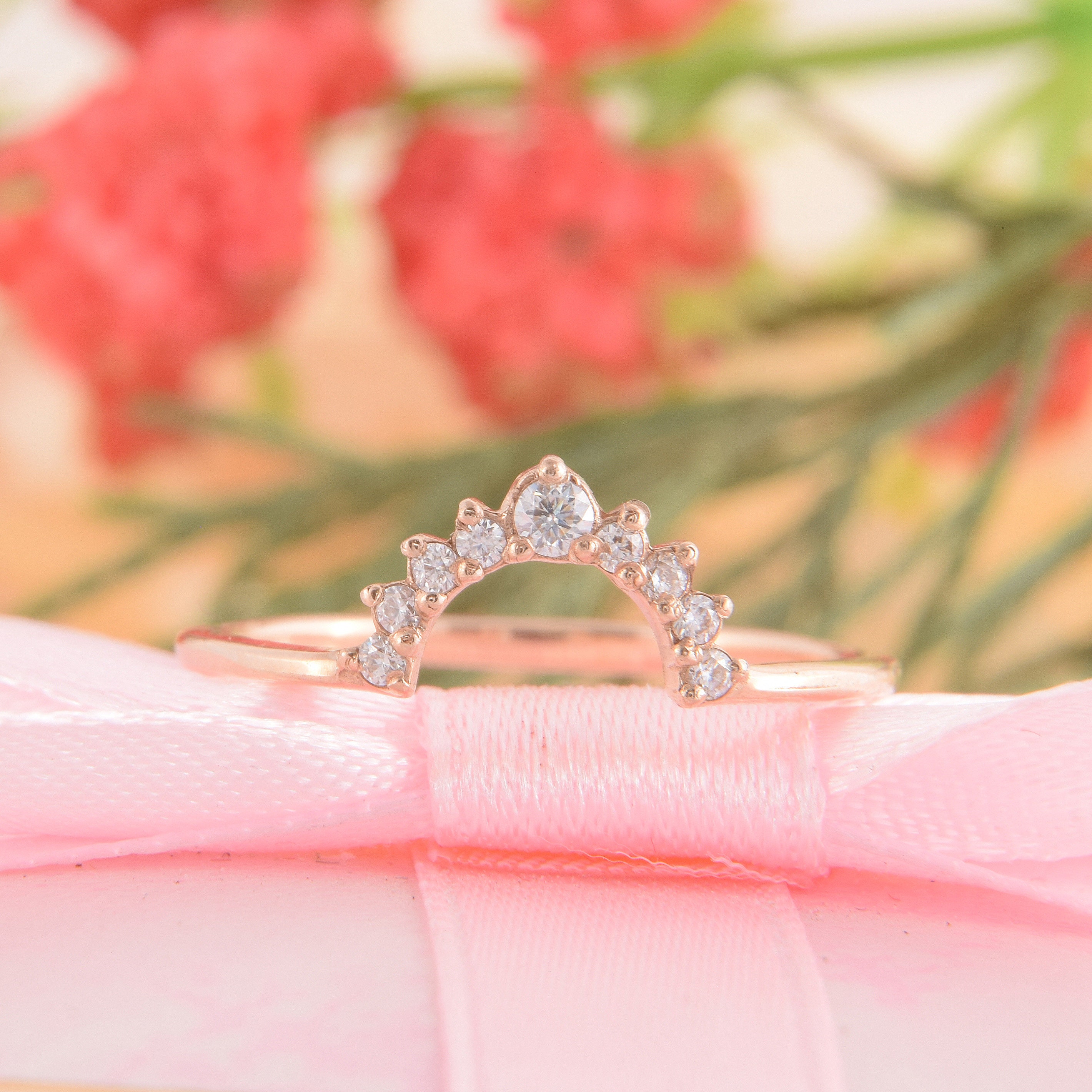 Unique womens gold crown wedding band Tiara wedding ring | Etsy