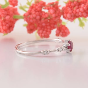Womens Dainty Ruby Silver Promise Ring, Delicate Womens Promise Ring ...