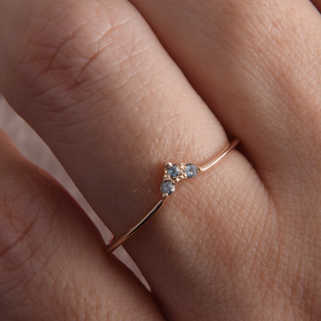 Minimalist Curved Wedding Band, Small Gold Wedding Band, Topaz Wedding ...