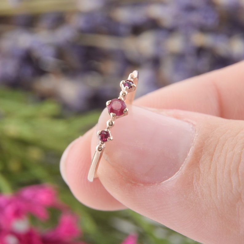 14k Rose Gold Ruby Promise Ring for Her Simple & Dainty - Etsy