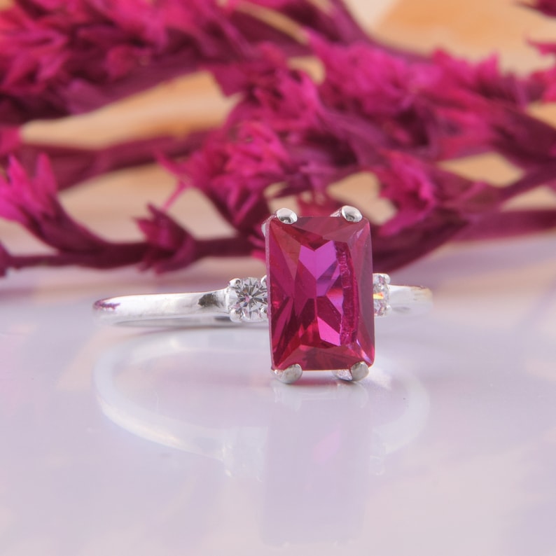 Silver Ruby Ring for Women Unique Ruby Promise Ring for Her - Etsy