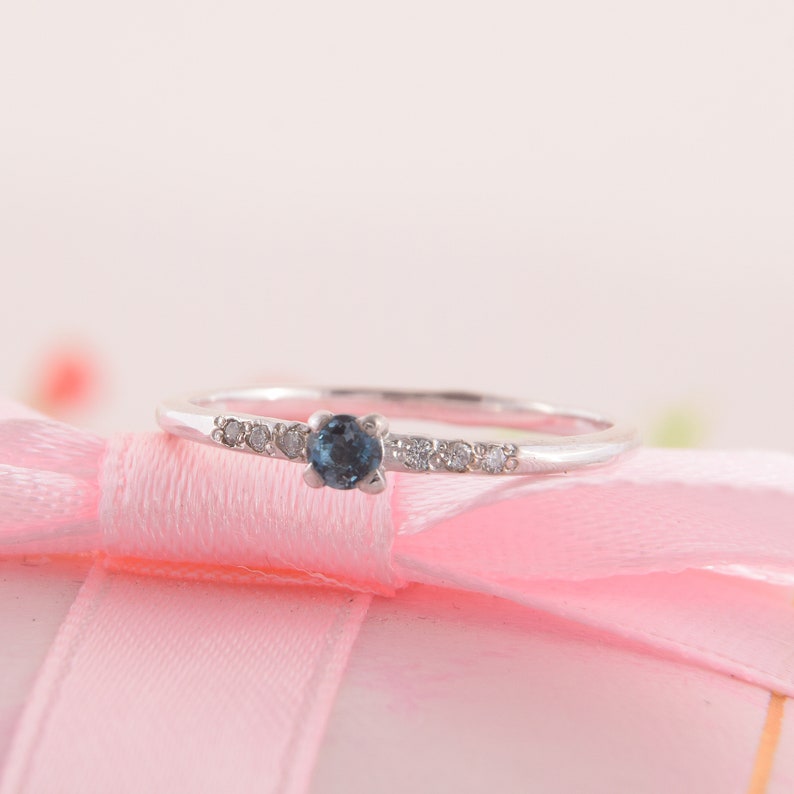 Blue Topaz Promise Silver Ring, Minimalist Promise Ring for Her ...