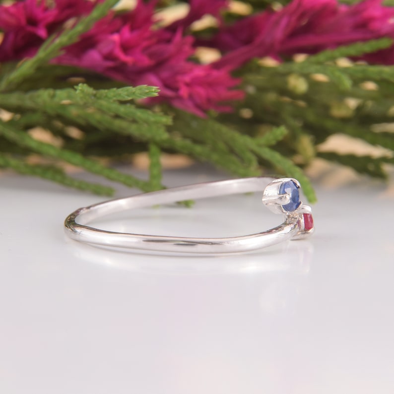 Dual Birthstone Ring Mothers Ring Two Birthstone Ring | Etsy