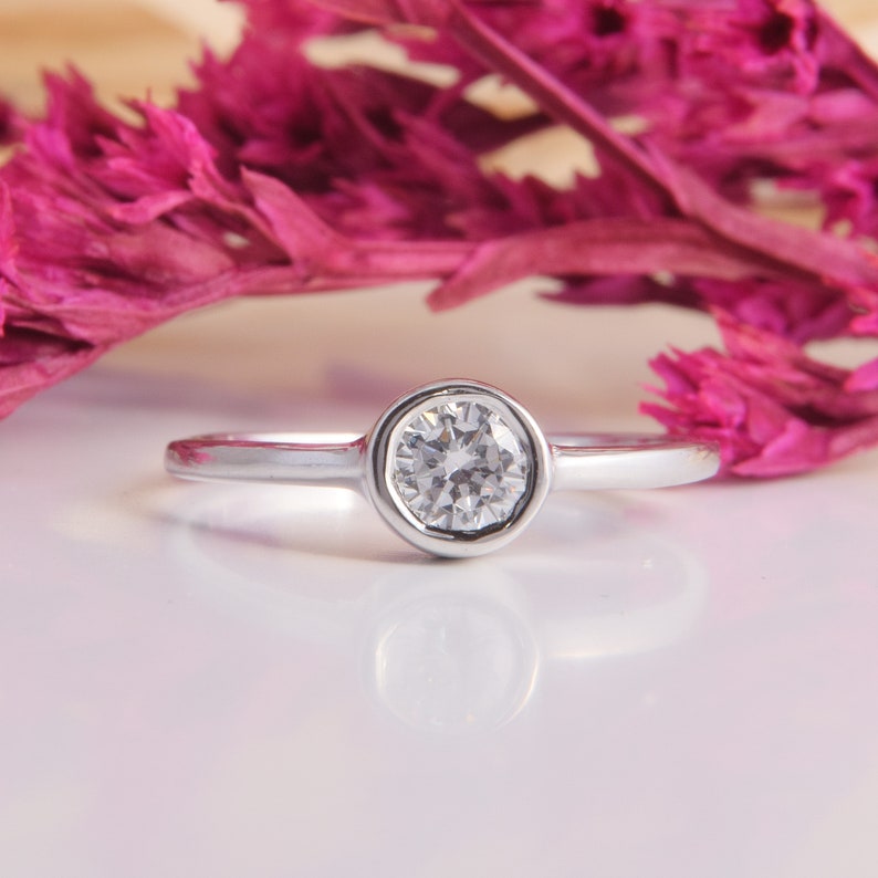 Simple Sterling Silver Womens Promise Ring Dainty Bezel Cut - Etsy