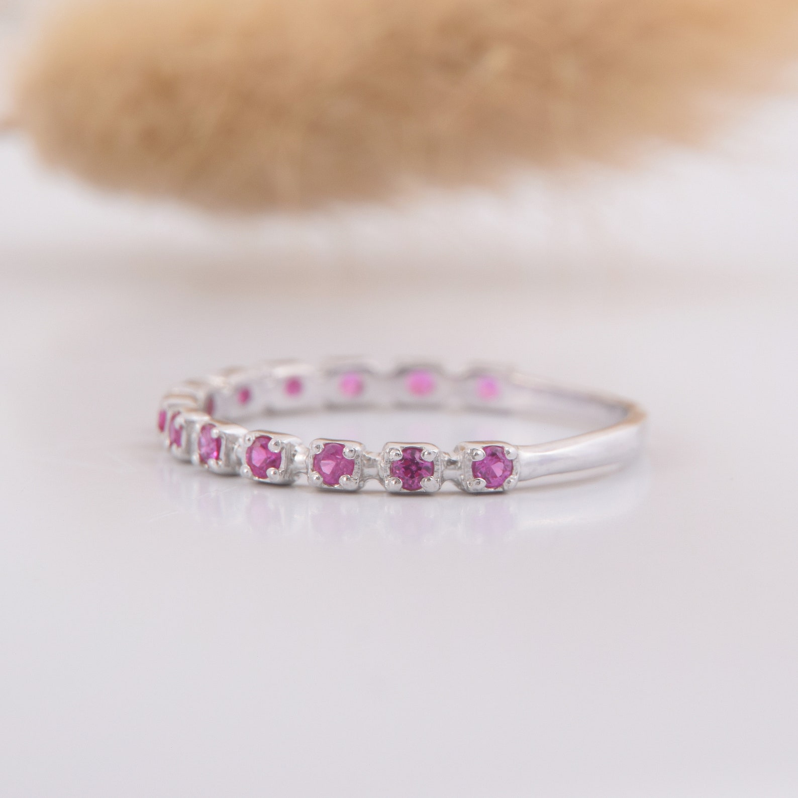 Womens Ruby Wedding Band Minimalist Wedding Band Small | Etsy