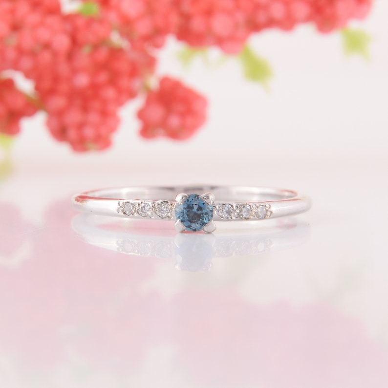 Blue Topaz Promise Silver Ring Minimalist Promise Ring for | Etsy