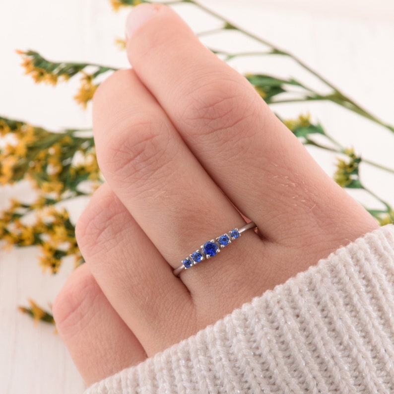 Womens Sapphire Promise Ring Sapphire Silver Ring Minimalist - Etsy