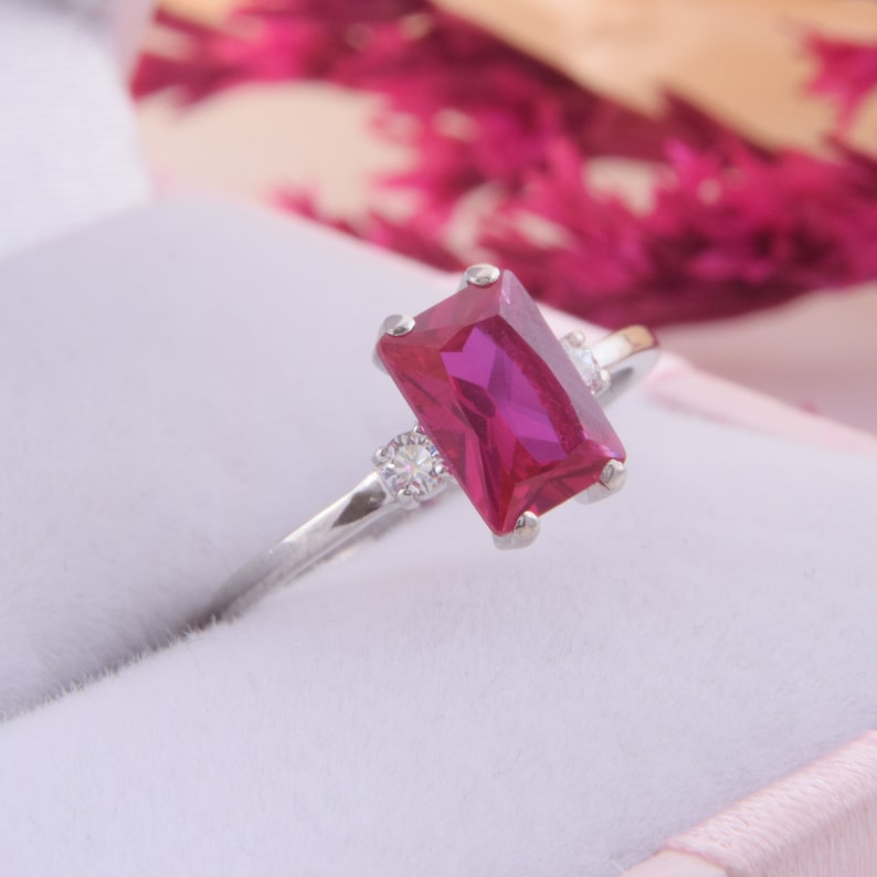 Silver Ruby Ring for Women Unique Ruby Promise Ring for Her - Etsy