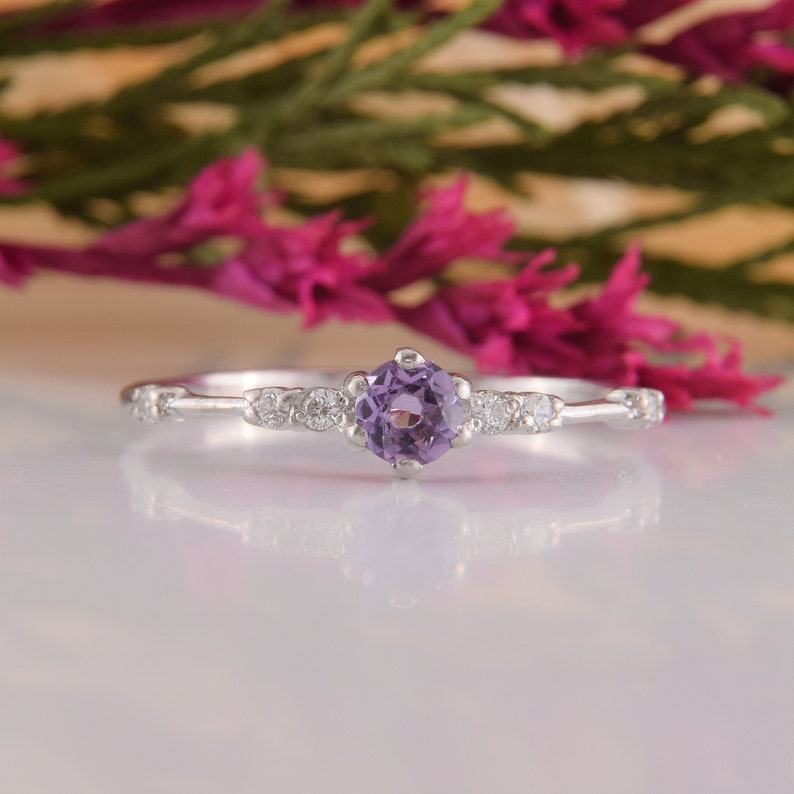 Womens Amethyst Promise Ring, Amethyst Silver Ring, Unique Promise Ring ...