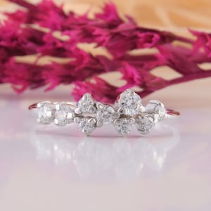 Unique Sterling Silver Cluster Wedding Band, Womens Cluster Ring ...