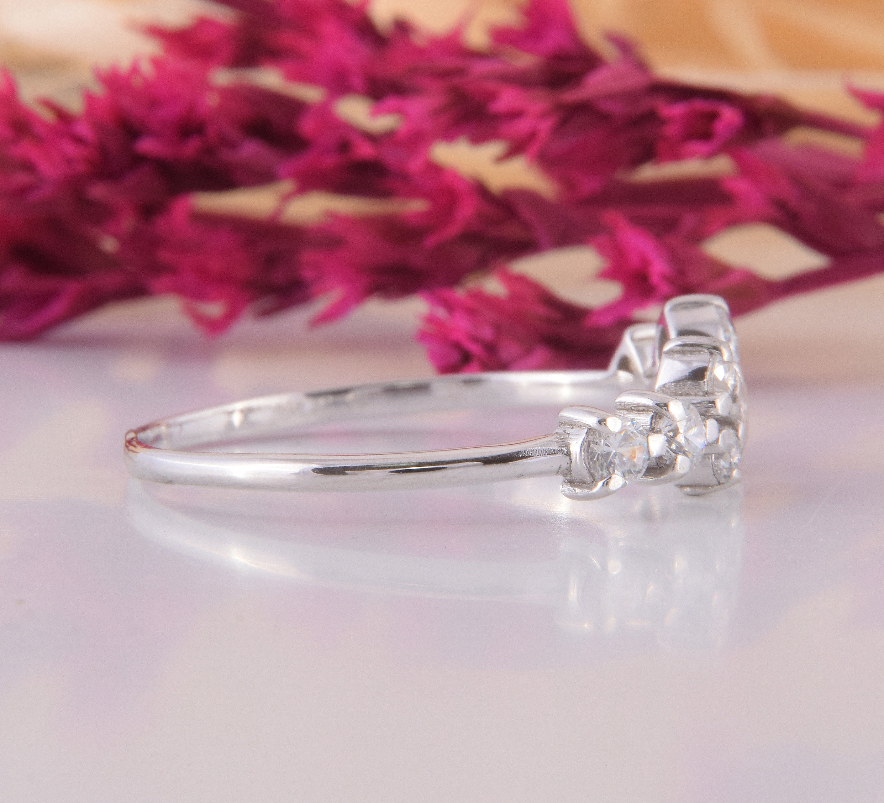 Unique sterling silver cluster wedding band Womens cluster | Etsy